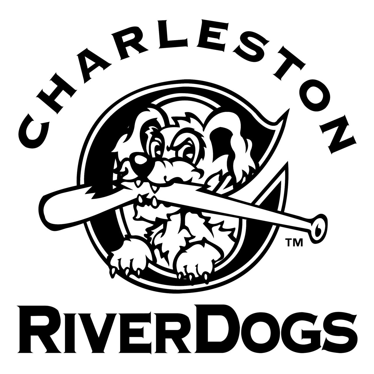 Charleston RiverDogs Logo Black and White (1) – Brands Logos