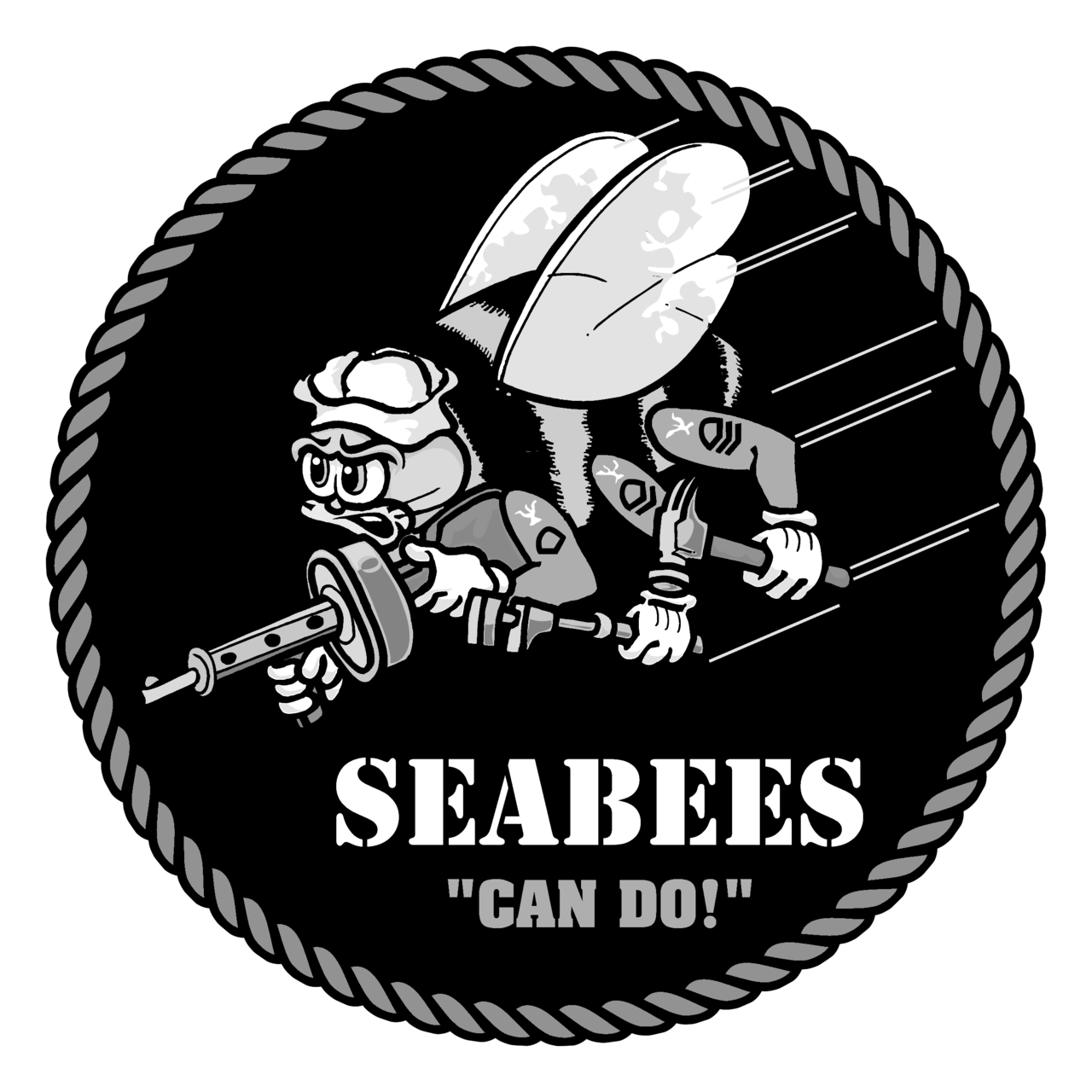 Seabees Logo Black and White – Brands Logos